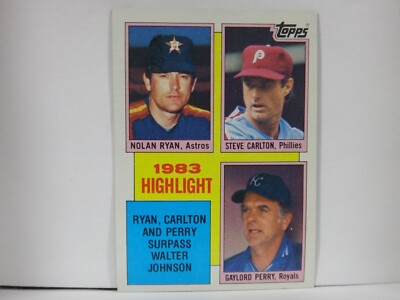 1984 TOPPS #4 Nolan Ryan - Carlton - Perry Surpass Highlight Baseball ...