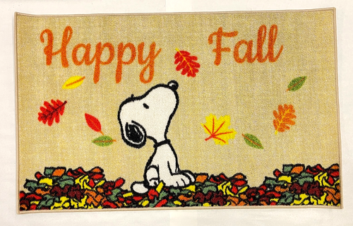 Peanuts Snoopy "HAPPY FALL” Harvest Leaves Accent Rug Welcome Doormat ...
