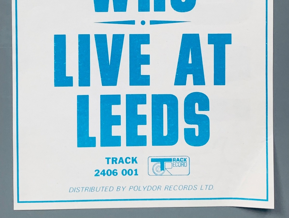 THE WHO 1970 UK PRINT ADVERT LIVE AT LEEDS Track PETE TOWNSHEND ROGER ...