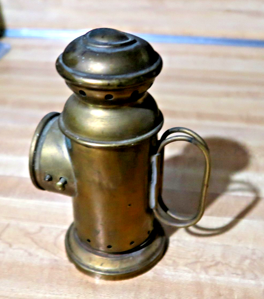 OUTSTANDING ANTIQUE BRASS & COPPER BICYCLE LAMP WITH BURNER HAND ...