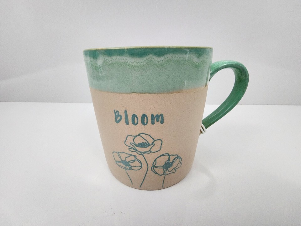 BLOOM Coffee Tea Mug Cup 18 Oz Turquoise Poppy Garden By Global Design ...