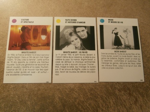 BRIGITTE BARDOT - 3 RARE VINTAGE 80s TRADING "ROOKIE" CARDS, COLLECTOR ...