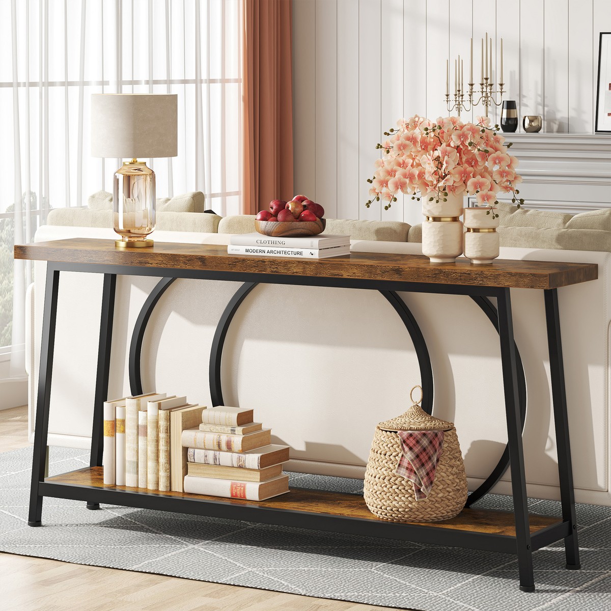 Tall Narrow Farmhouse Table Farmhouse Table With Benches, Brown Dining
