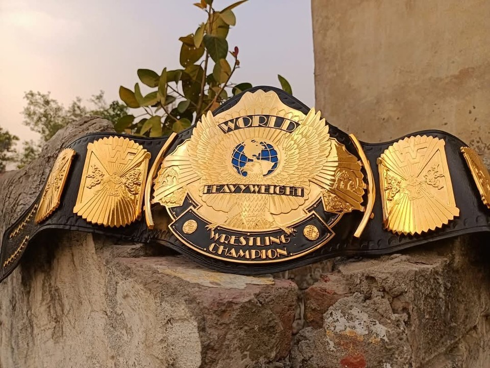 Winged eagle belt 4mm zinc plates leather strap Replica Wrestling Belts ...