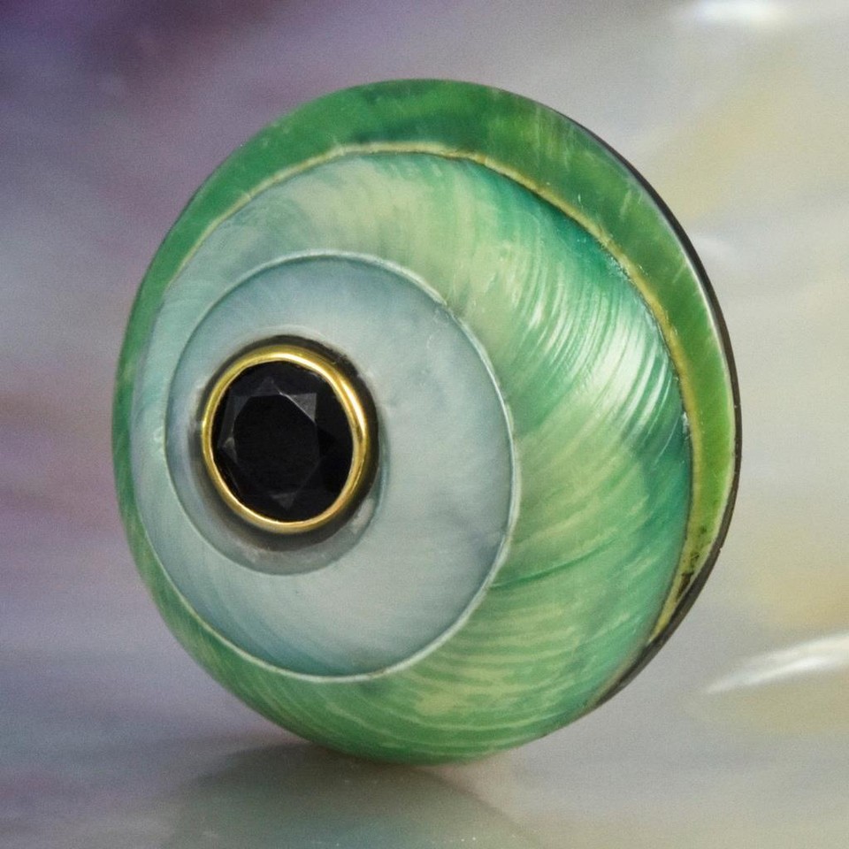 Evil Eye Design Natural Green Land Snail Asperitas bimaensis Black ...