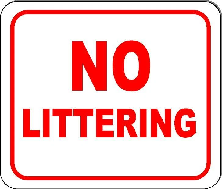 No Littering In Water Sign