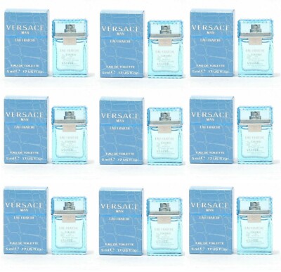 *PACK OF 10* VERSACE Man EAU FRAICHE Cologne Mini 0.17 oz EDT Splash ...