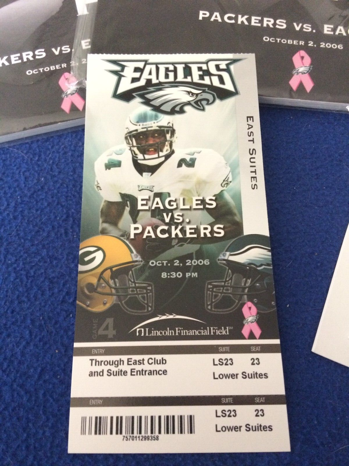 1 Philadelphia Eagles Ticket 10/2/2006 - 2 Programs Game Stat Card News ...