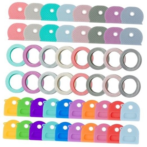 52 Pcs Key Covers Caps, 1" & 0.9" Key Identifiers, Soft 52 PCS 3 Styles ...