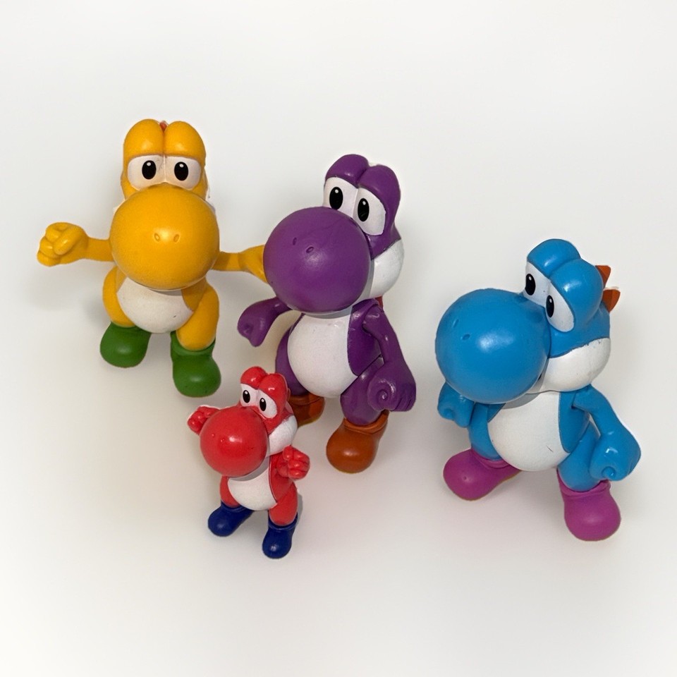 Nintendo Mario Yoshi Action Figure Lot Yellow Purple Light Blue + Red ...