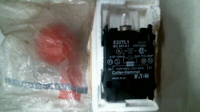 EATON CUTLER HAMMER E22H2X11/E22TL1 IND. LIGHT RED LENS W/TRANSFORMER ...