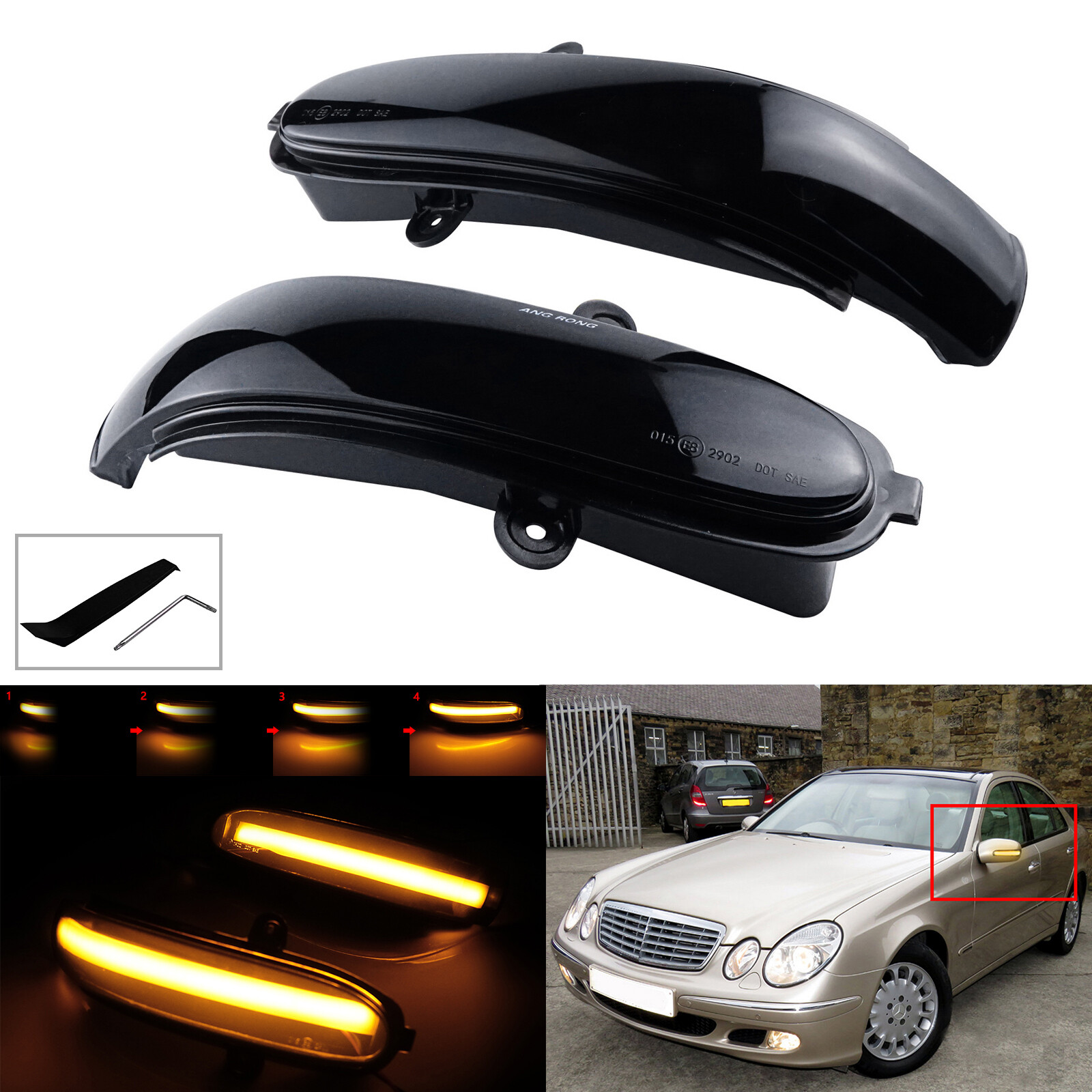 Dynamic LED Wing Mirror Indicator Signal Light L+R For 02-07 Mercedes ...