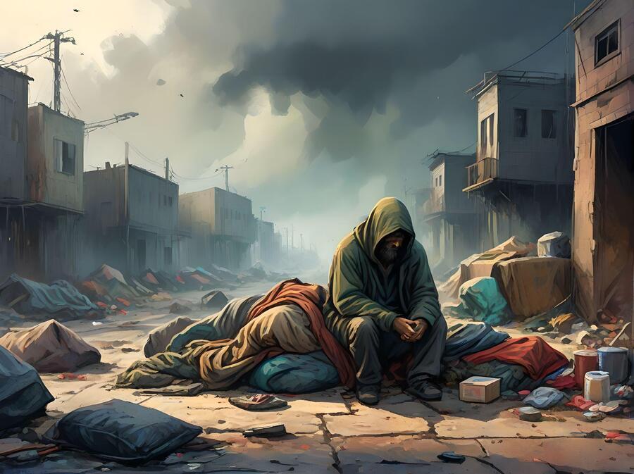 Homeless Man Homelessness City Slum Hopeless Lonely Desolation Poster ...