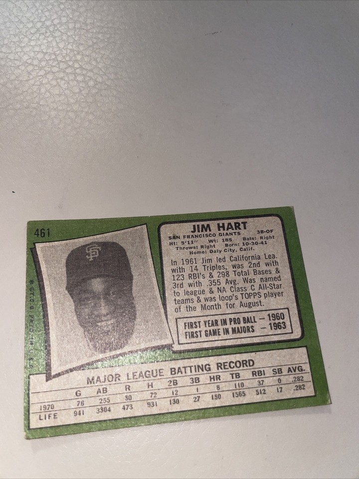1971 Topps Set-Break #461 Jim Ray Hart | eBay