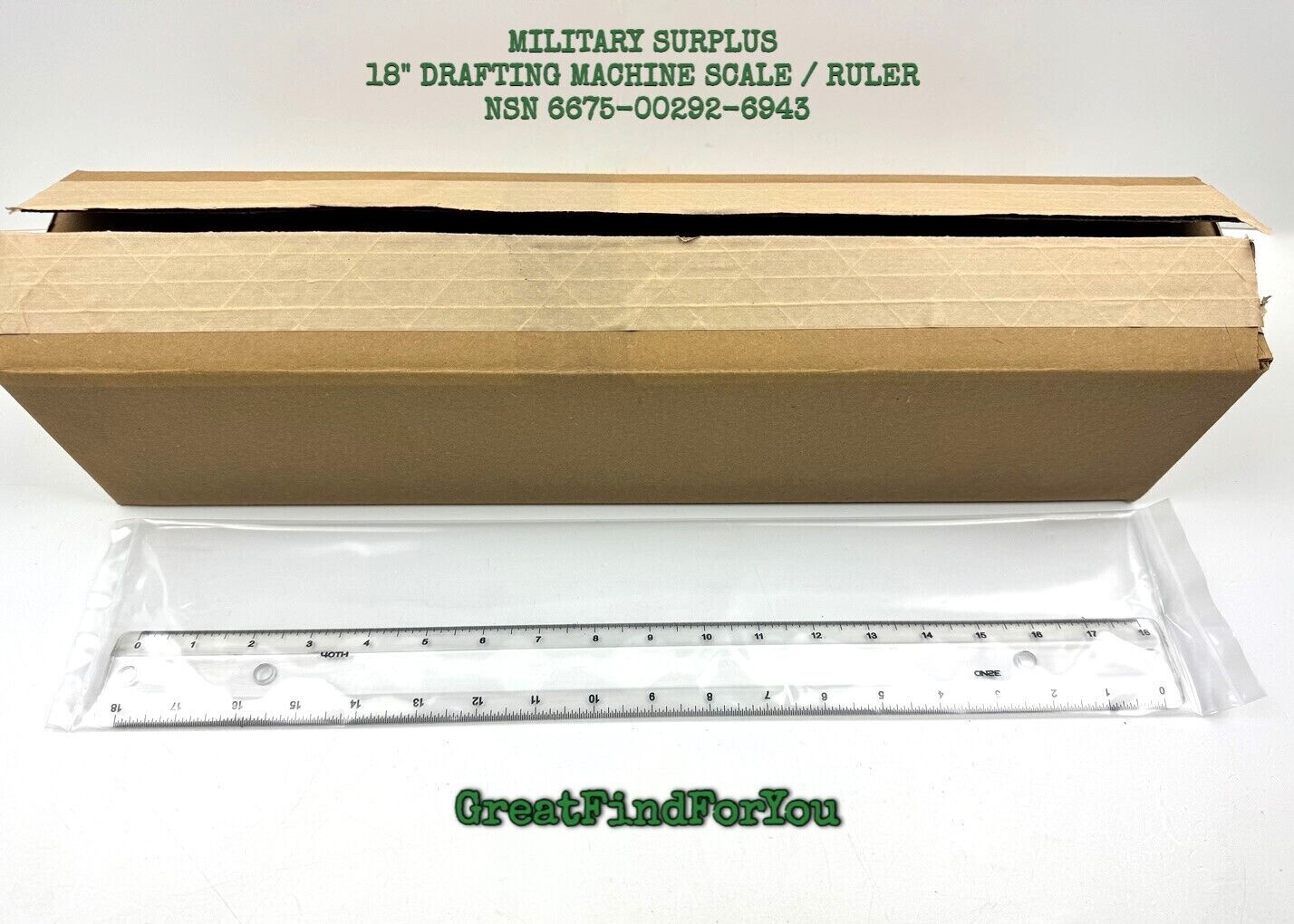 MILITARY SURPLUS 18" DRAFTING MACHINE SCALE / RULER NSN 6675-00292-6943 ...