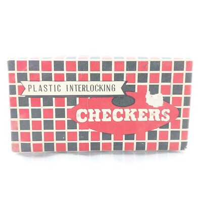 Vintage Plastic Interlocking Tournament Checkers in Original Box 24 Set ...