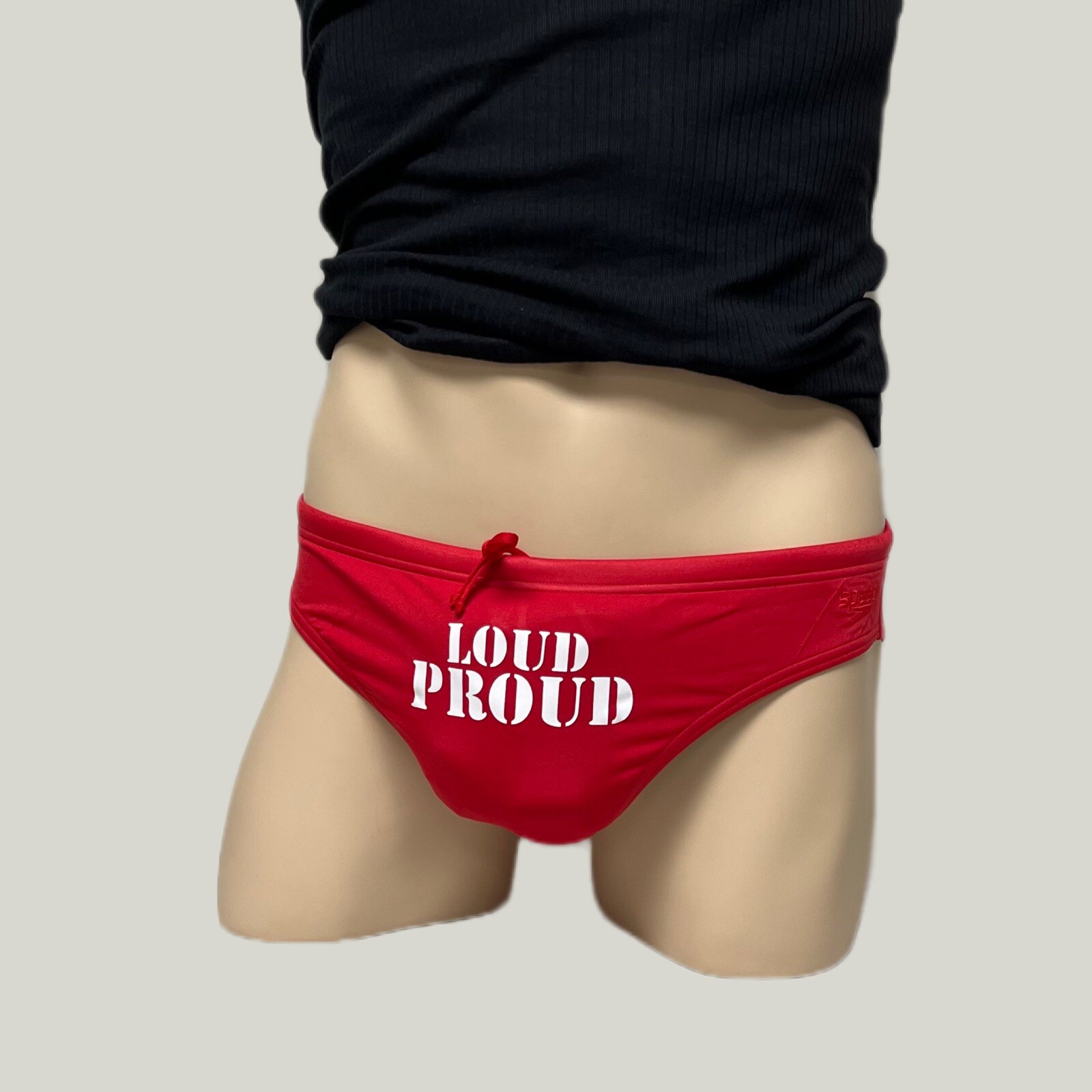 H.E.Arts Loud Pround logo custom print Speedo Men red Endurance+ swim ...