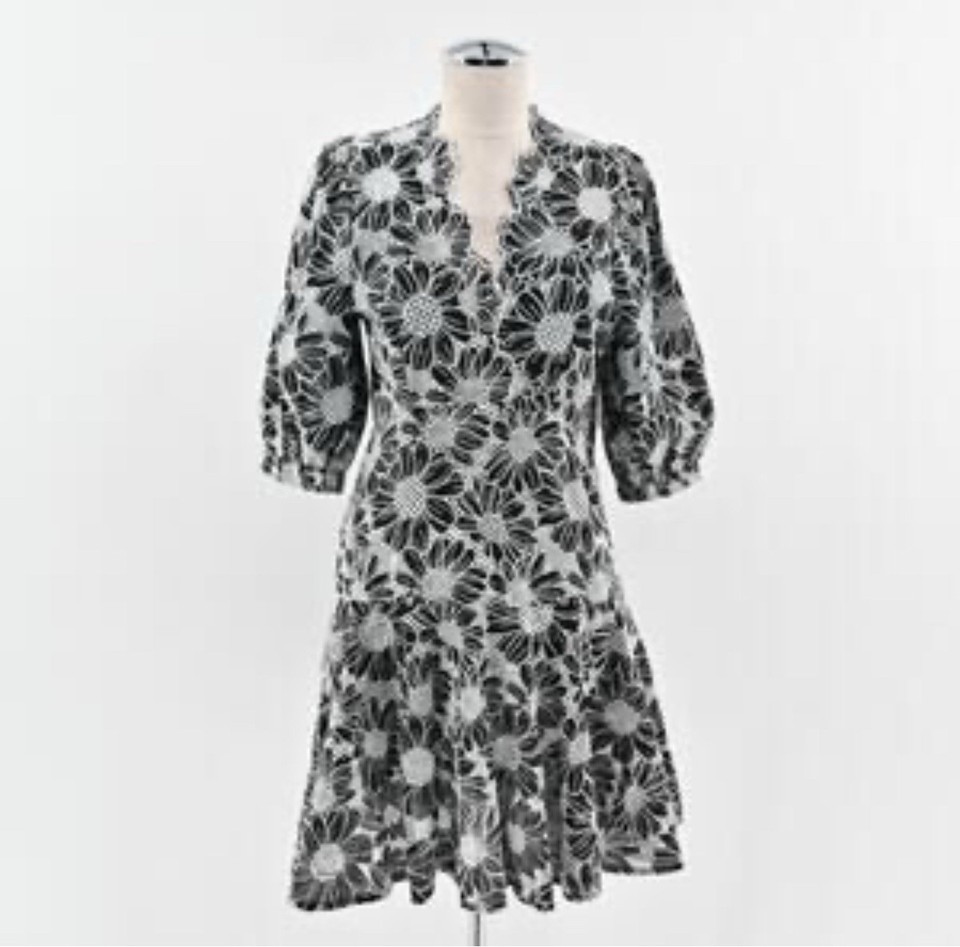 Boston Proper Dress Women Sz S Texture Embroidered V Neck Fit Flare ...