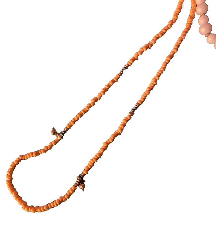 Multi Strand Bead faux shell Necklace Boho Beach Layered Cream green ...