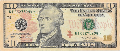 $10 Dollar Star Note, Series 2017, Very Crisp Circulated Condition, NI ...