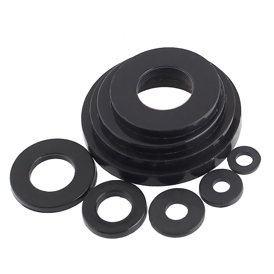 M2-M24 Black Nylon Flat Plain Washers Plastic Penny Washers Form A ...