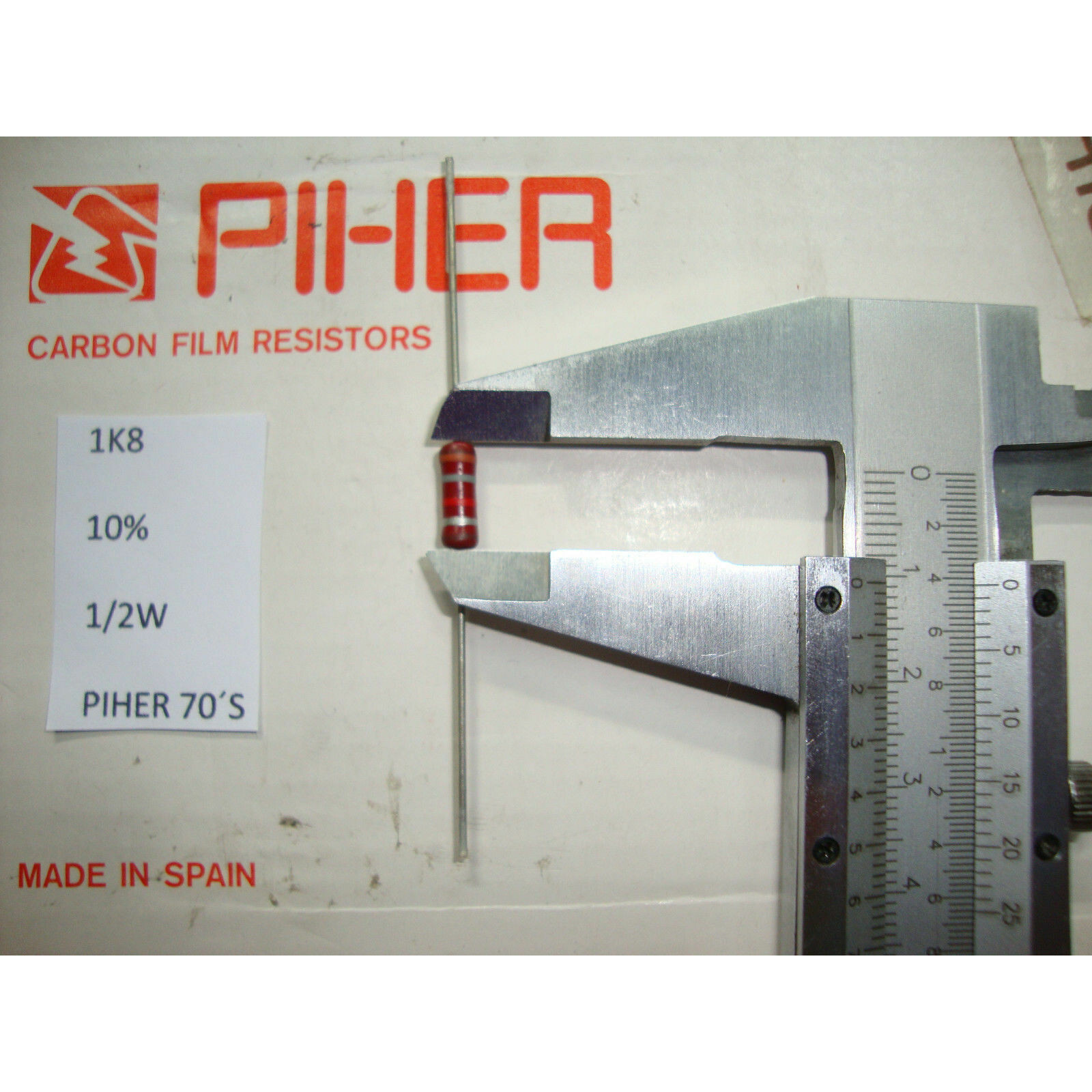 1 X VINTAGE PIHER RESISTOR. 1/2W 1K8 1.8K 10% 1 PC NEW 1970´S + RC277 ...