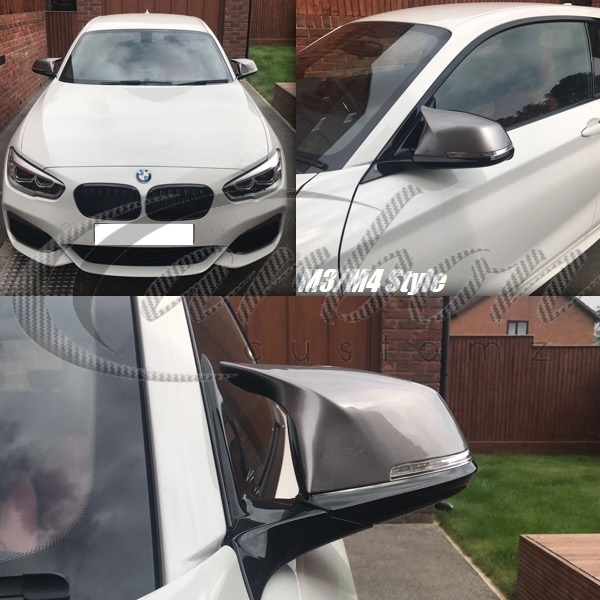 BMW M3/M4 Style Mirror Covers Painted In BMW B55 Ferric Grey, 1,2,3,4 F ...