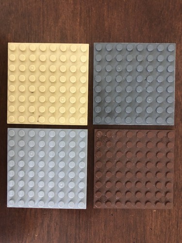 2x Lego base plate Building Board 8 x 8 Studs Tan Grey or Brown or ...