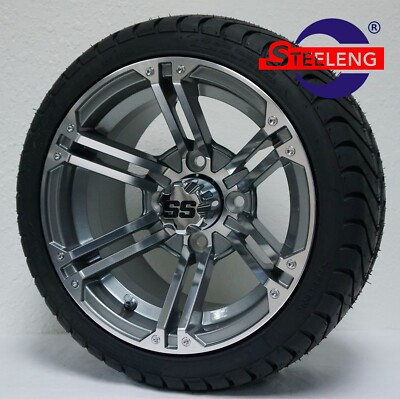 GOLF CART 12" GUNMETAL TERMINATOR WHEELS and 215/35-12 DOT LOW PROFILE ...