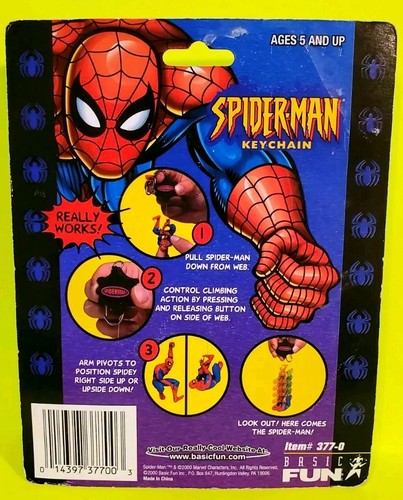 Marvel SPIDERMAN Keychain Keyring WEB Shooter ACTION Retired 2000 Basic ...