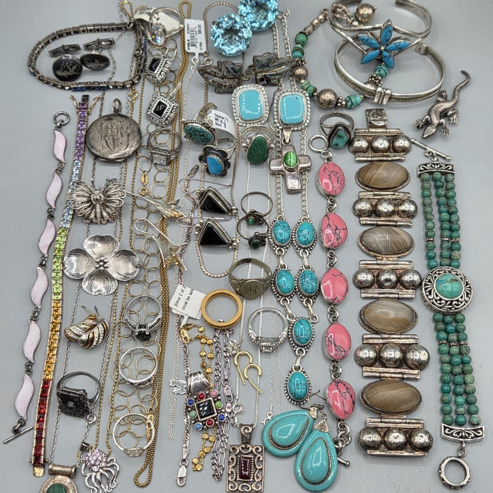 Sterling Silver Mixed Jewelry Findings 524 Grams All Wearable Resell ...