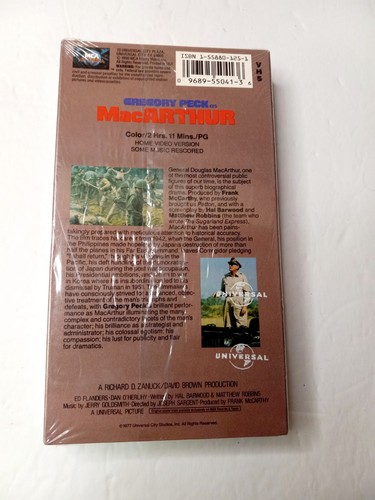 Gregory Peck as MacArthur (VHS, 1989) MCA Universal Watermarks ~ New ...