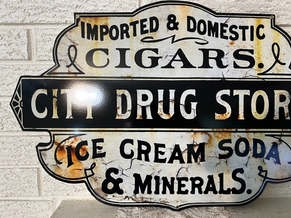 Antiqued Old City Drug Store Country Drug Store Steel Sign 15.25 x 24 ...
