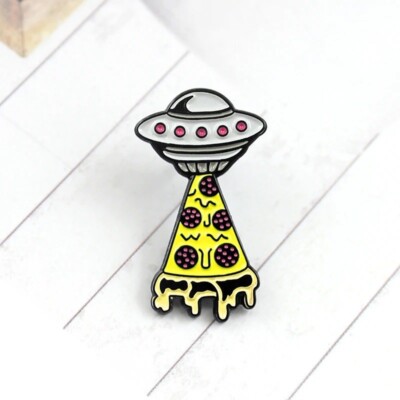 Funny Ufo Alien And Pizza Metal Enamel Badge Brooch Pin | eBay