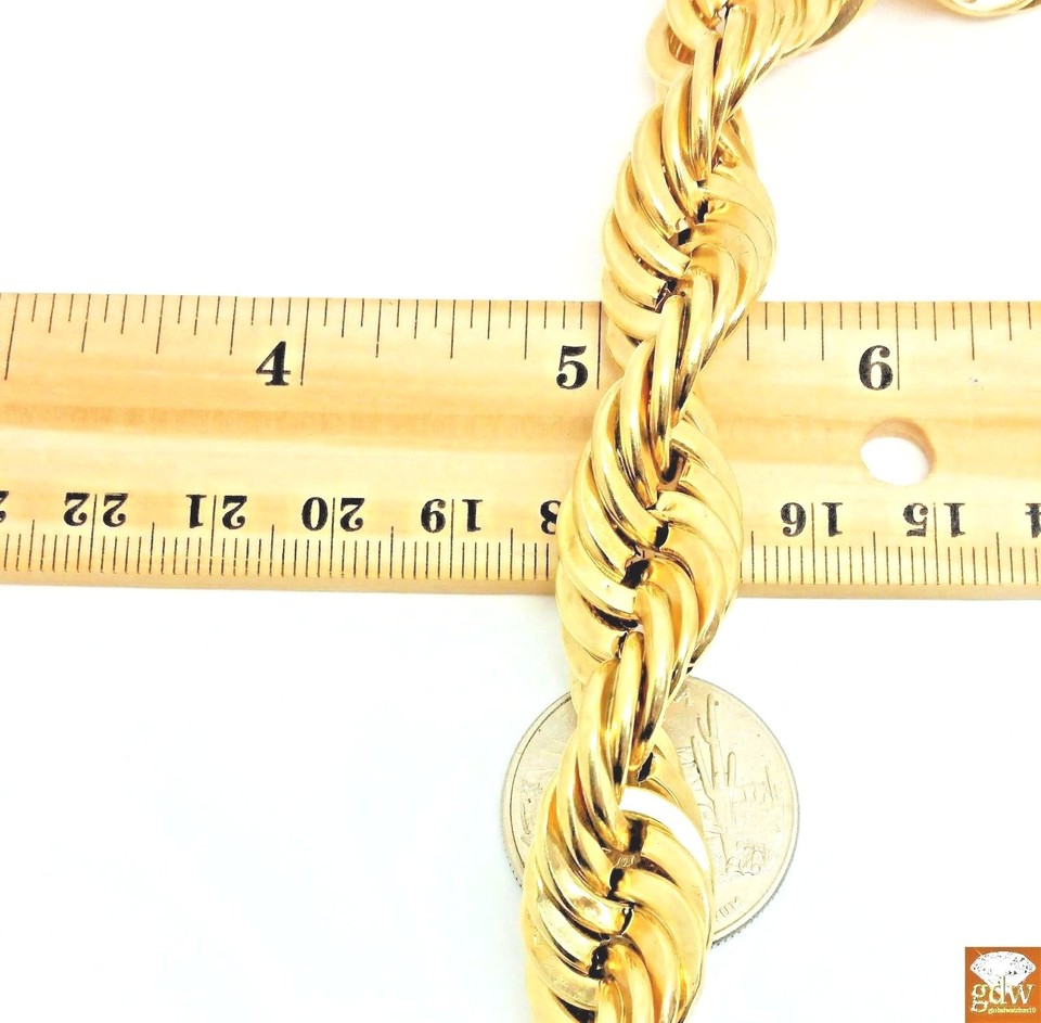 10k Real Gold Rope Chain Necklace 22 Inch 15mm Men thick Brand NEW On ...