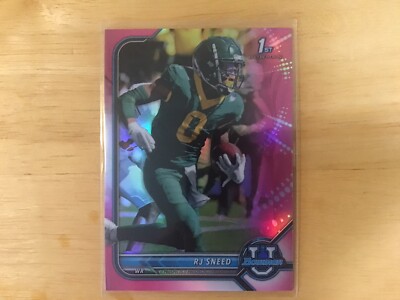 2022 Bowman U Chrome Pink Refractor RJ Sneed #72 PRC Football Card | eBay