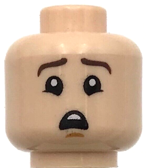 Lego New Light Nougat Minifigure Head Dual Sided Dark Brown Eyebrows ...
