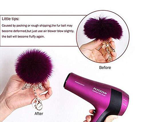2pcs Pom Pom Keychain Cute Fluffy Faux Rabbit Fur Ball Key Chain For ...