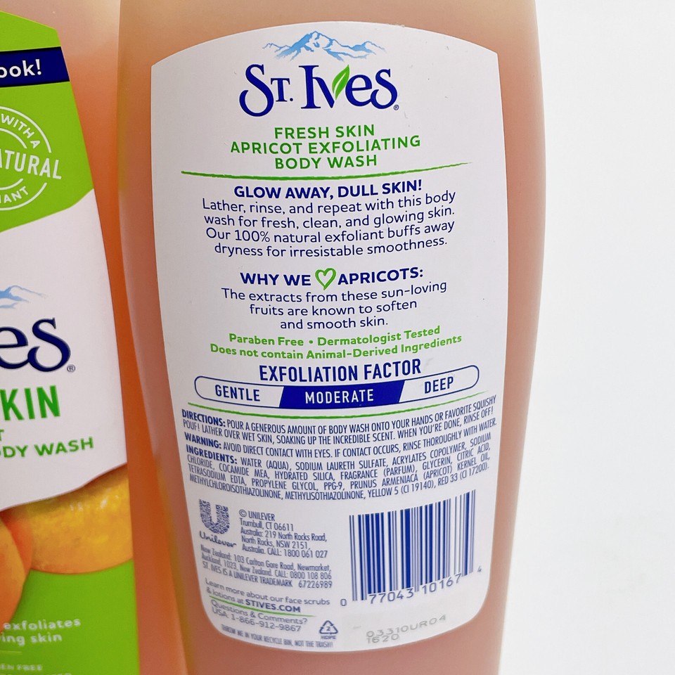 2 Bottles St Ives 13.5 Oz Apricot Made With 100% Natural Exfoliating ...