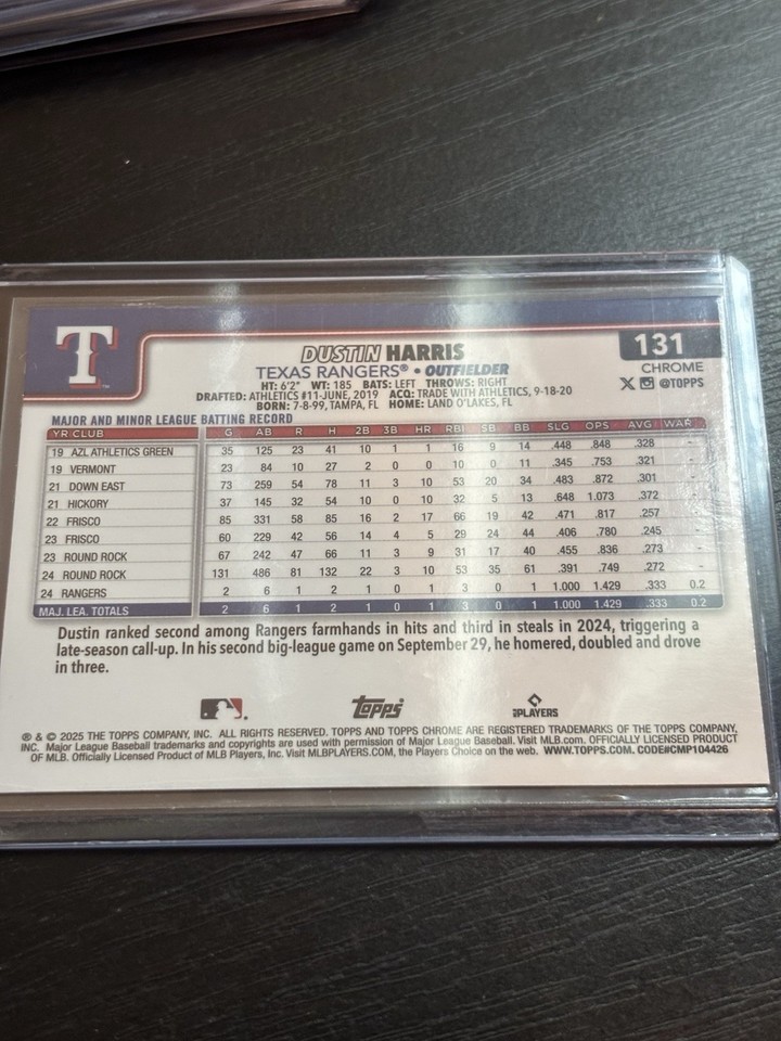 Dustin Harris 2025 TOPPS CHROME Baseball Card | eBay