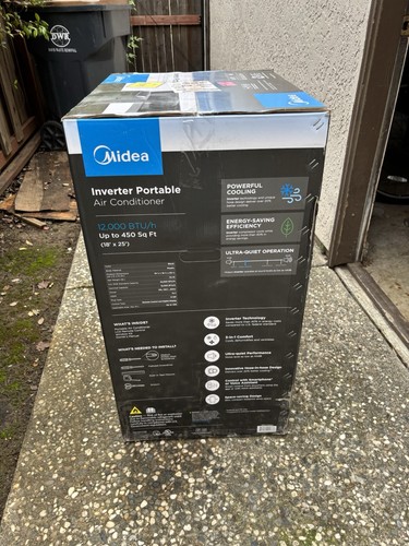 Midea Duo Smart Inverter Portable Air Conditioner (12,000 BTU cooling ...