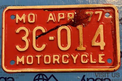 LICENSE PLATES motorcycle Missouri 1977 3C – 014 | eBay