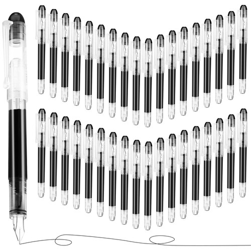 36 Pcs Disposable Fountain Pens Quick Drying Ink Calligraphy Smooth ...
