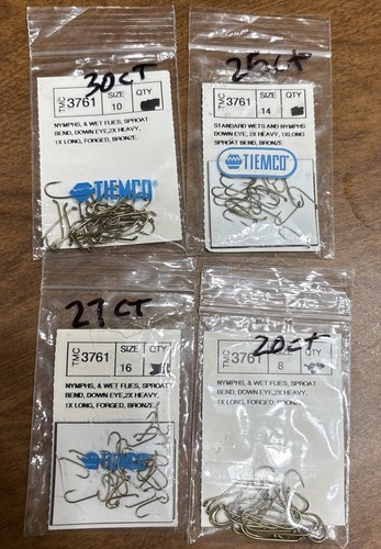 Tiemco Dry Fly Fishing Hooks TMC 3761 Size 8 - 10 - 14 - 16 - Bronze ...