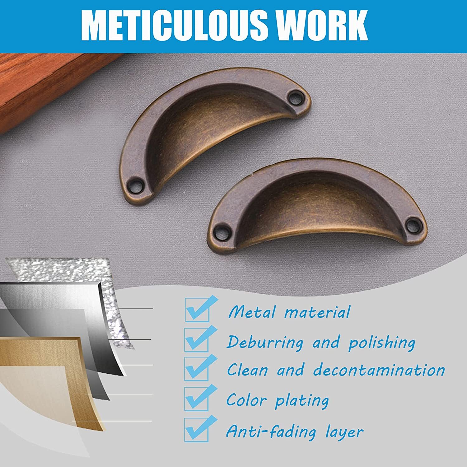 24Pcs Cup Pull Shell Handles Half Moon Kitchen Cupboard Cabinet Door ...