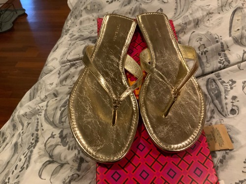 Tory Burch classic flip flop in spark gold size 9.5,BNIB, MSRP$178 | eBay
