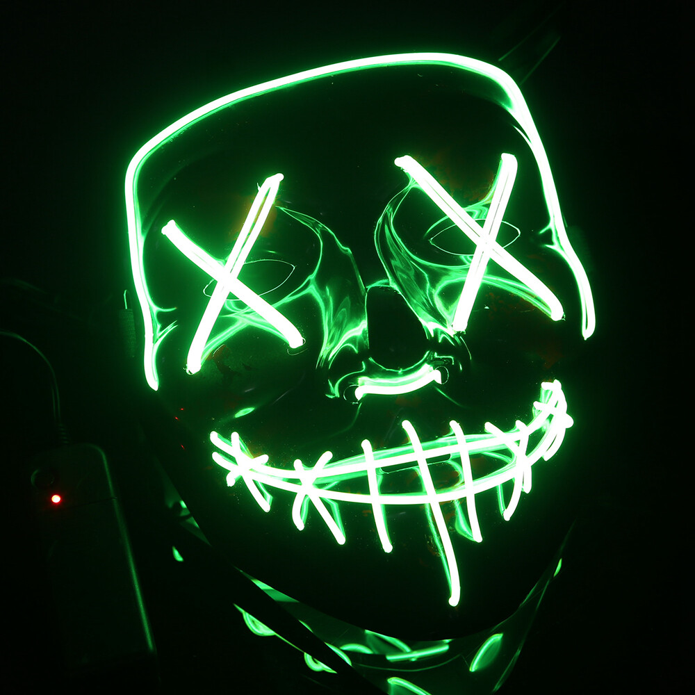 Halloween Party Mask LED Neon Stitches Wire Light Up Costume Purge ...
