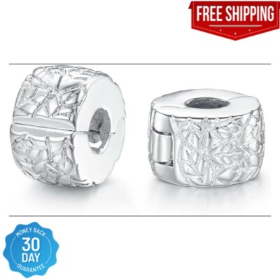 Authentic 2Pc Clip Lock Spacer Stopper Charm Bead Suits Pandora ...