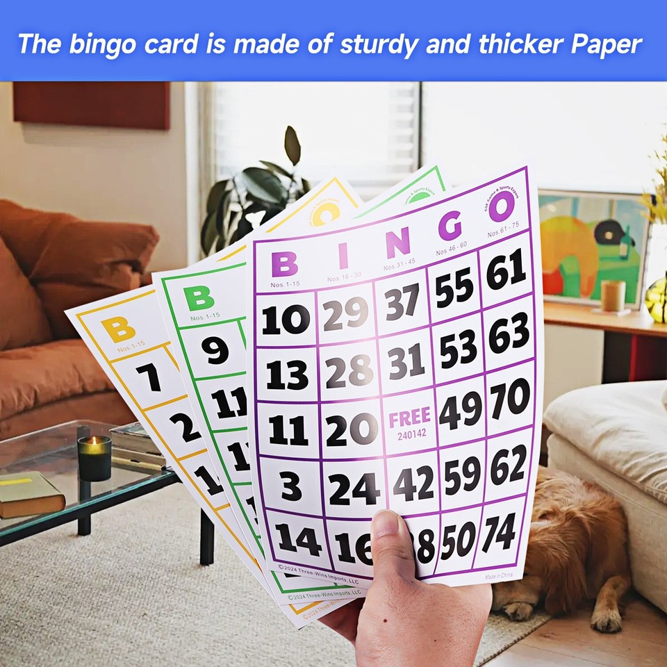 50-Pack EZ Reader Jumbo Bingo Cards for Bingo Game/Large Multicolor ...