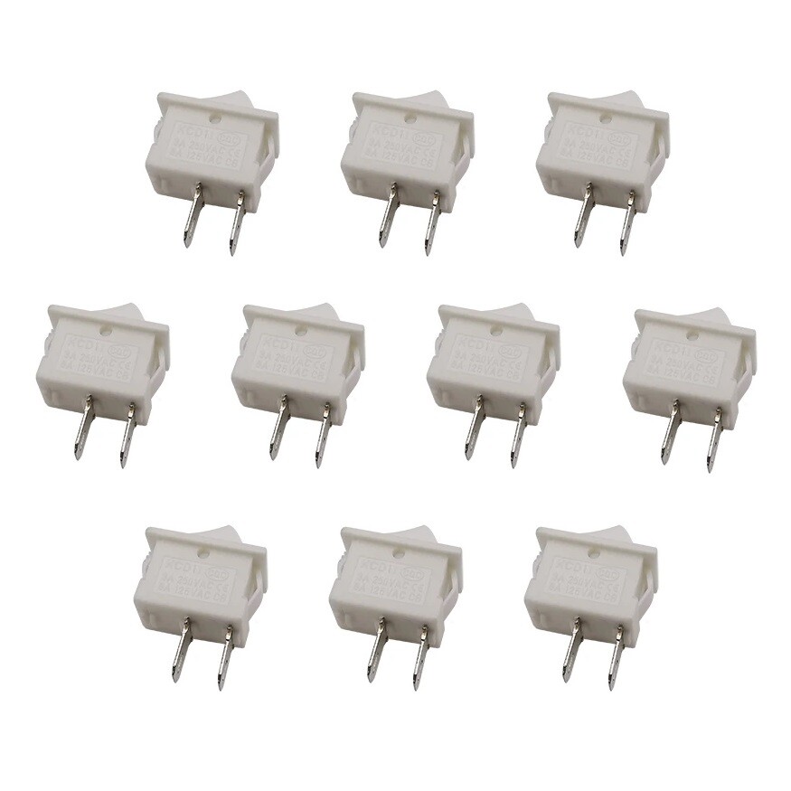 10x White Rocker Switches Rectangle 2-Pin ON/OFF Small Mini DC 12V AC ...